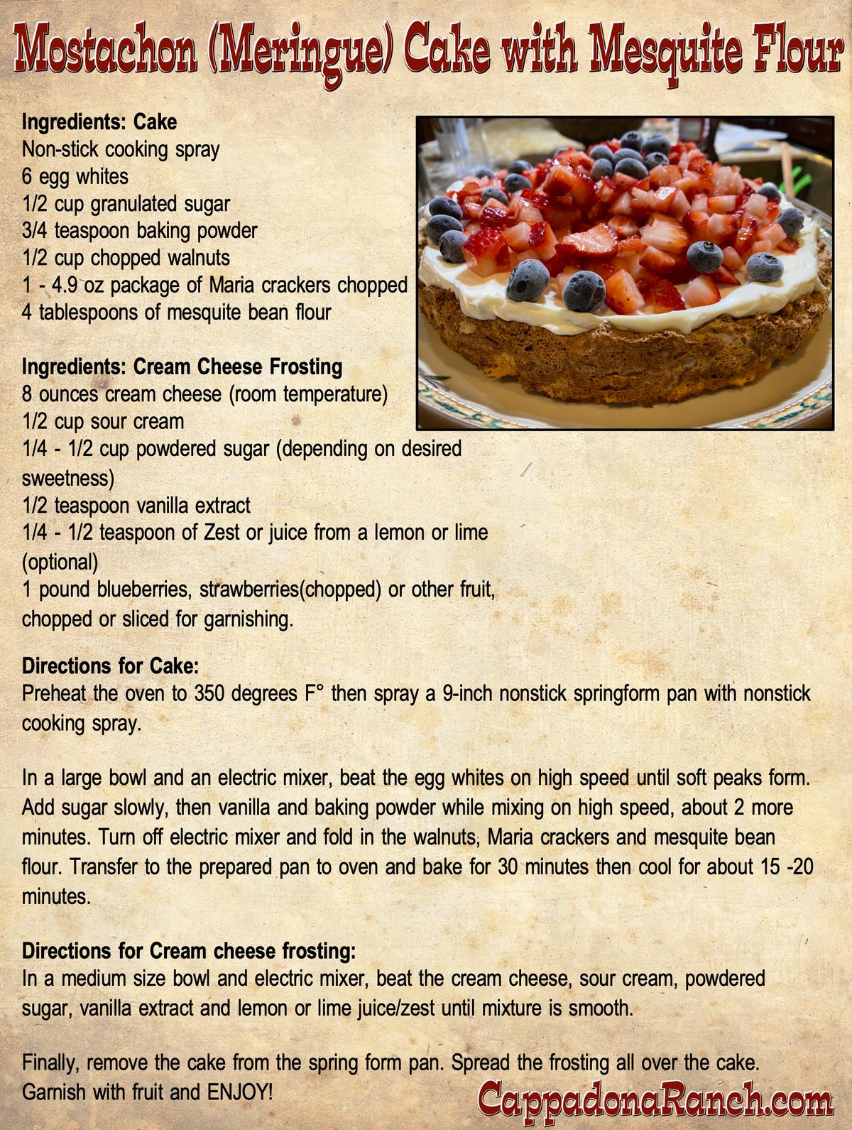 Mostachon (Meringue) Cake with Mesquite Flour